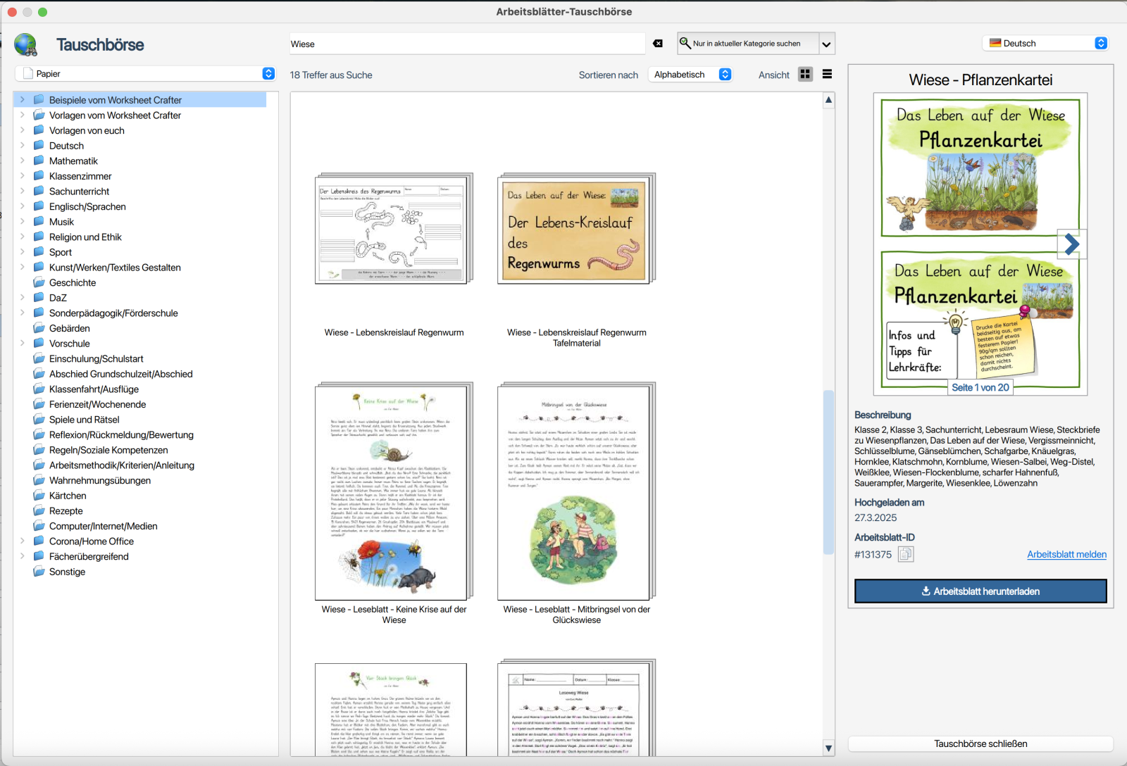 Das Leben auf der Wiese | Worksheet Crafter